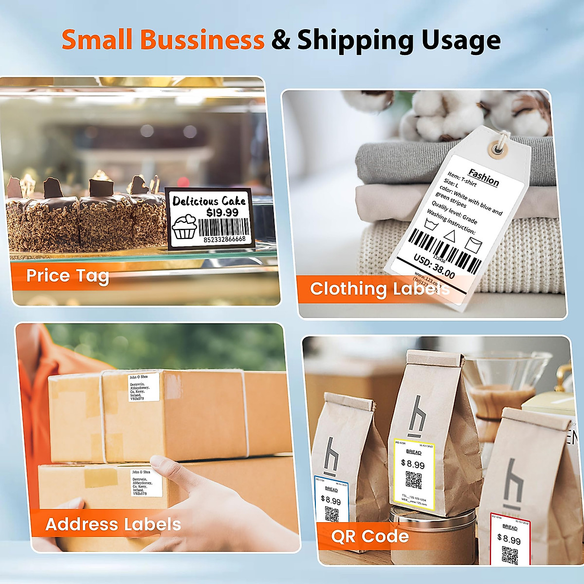 Phomemo M120 Label Maker- Barcode Printer Bluetooth Thermal Label Maker Machine 2 Inch 50mm Barcode Label Printer for Retail, QR Code, Small Business, Compatible with Android, iOS & PC, Black