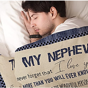 Julazy Nephew Gifts from Auntie 60"×50" Blanket, Nephew Gifts for Graduation, Birthday Gifts for Nephew from Aunt, Unique Gift for Nephew from Uncle, Best Gifts Idea for Nephew