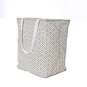 Household Essentials Krush Rectangular Laundry Bag with Handles, Tan Chevron Large