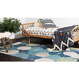 Unique Loom Chromatic Collection Modern Bokeh & Vibrant Abstract Area Rug for Any Home Décor, 8 ft x 10 ft, Navy Blue/Beige