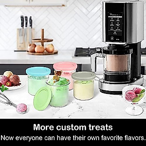 SEVEMIL Ice Cream Pints Containers, 16oz Cups Replacement for Ninja Pints and Lids Compatible with NC299AMZ & NC300s Series Ice Cream Maker, Dishwasher Safe & Leak Proof Lids 2 Pack