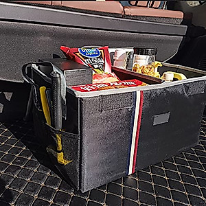 HXR Car Boot Bags 2 Pcs Foldable Car Trunk Organizer Car Tailgate Storage Box Waterproof and Wear-Resistant Car Boot Bags (Color : Black)