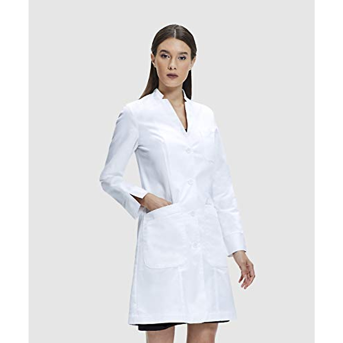 Dr. James Lab Coat Women, Tailored Fit, Fold Back Cuff, White, 35 inch Length (6)