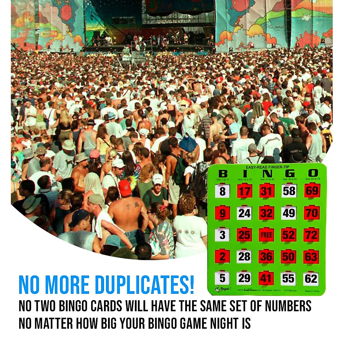 Regal Bingo Bulk Bingo Cards with Sliding Windows - Reusable Large Print Bingo Game Cards for Adults Large Group - 10 Pack, Green