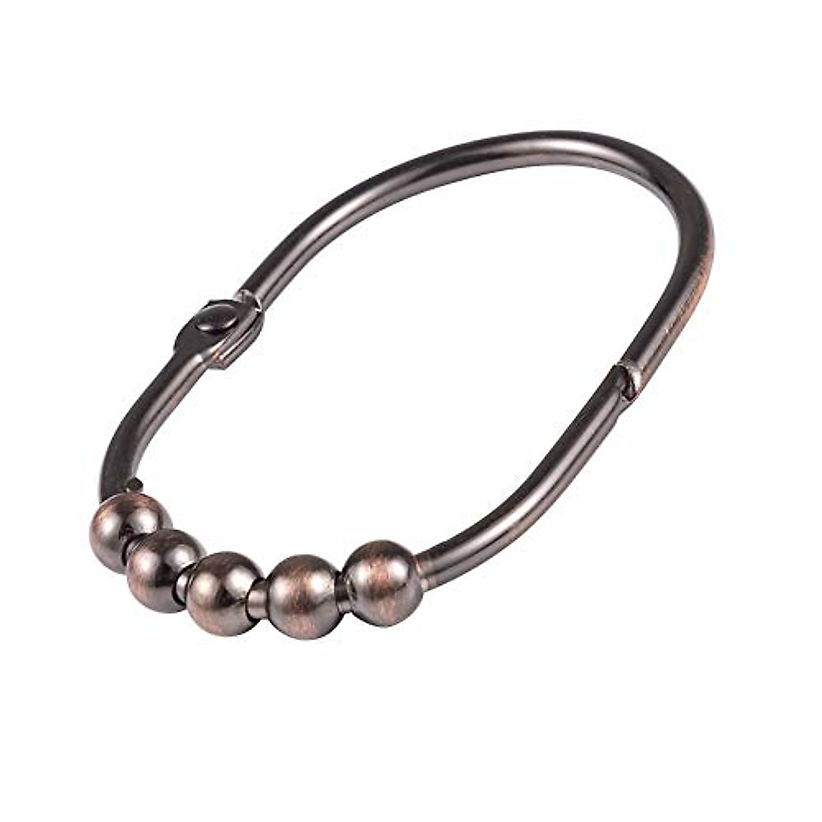 Shower Curtain Rings for Bathroom, Decorative Polished Oil Rubbed Bronze Finish, Easy Glide Rollers, 100% Rustproof Home Fashions Shower Curtain Hooks Set of 12