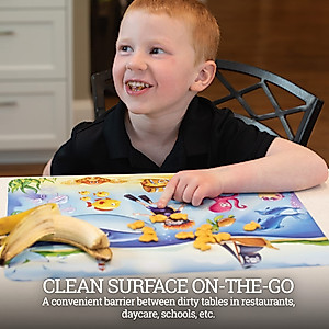 Klean Kids [2 Pack] Silicone Placemat for Toddlers (Sealife and Farm) - Non Slip 2-Pack with Travel Bag - Sealife/Farm - Alternative to Suction Plates for Babies - Essential Baby Feeding