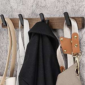 FATASTY Coat Hooks Wall Mount, Solid Walnut Wall Coat Rack with 4 Aluminum Hooks, 15.75 inches Coat Rack Wall Mount Hooks for Hanging Coats, Backpacks, Hats, Towels, Bags,etc.