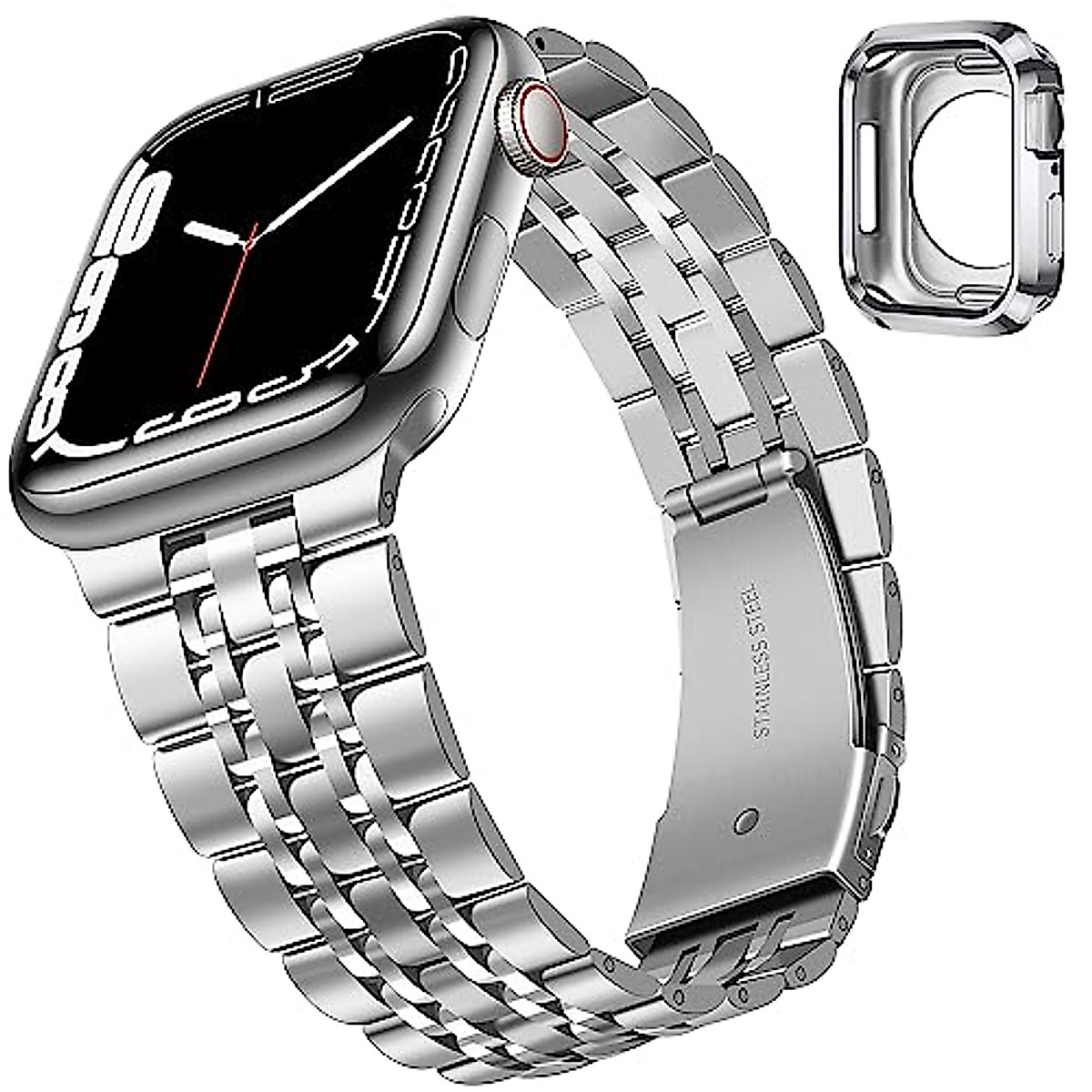 Tasikar Compatible with Apple Watch Band 41mm 40mm 38mm, Man Women Strap Solid Stainless Steel Metal Replacement Bracelet Compatible for Apple Watch SE Series 8 7 6 5 4 3 2 1, 41/40/38mm Silver