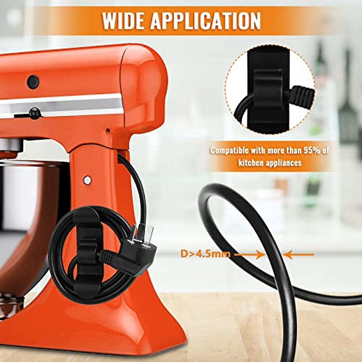 Cord Organizer for Kitchen Appliances & Electronics, 8 Pack Black White Stickly Cord Wire Holder Quickly Tidy Cord Wrap for Small Appliances Stand Mixer, Coffee Maker, Pressure Cooker, Air Fryer