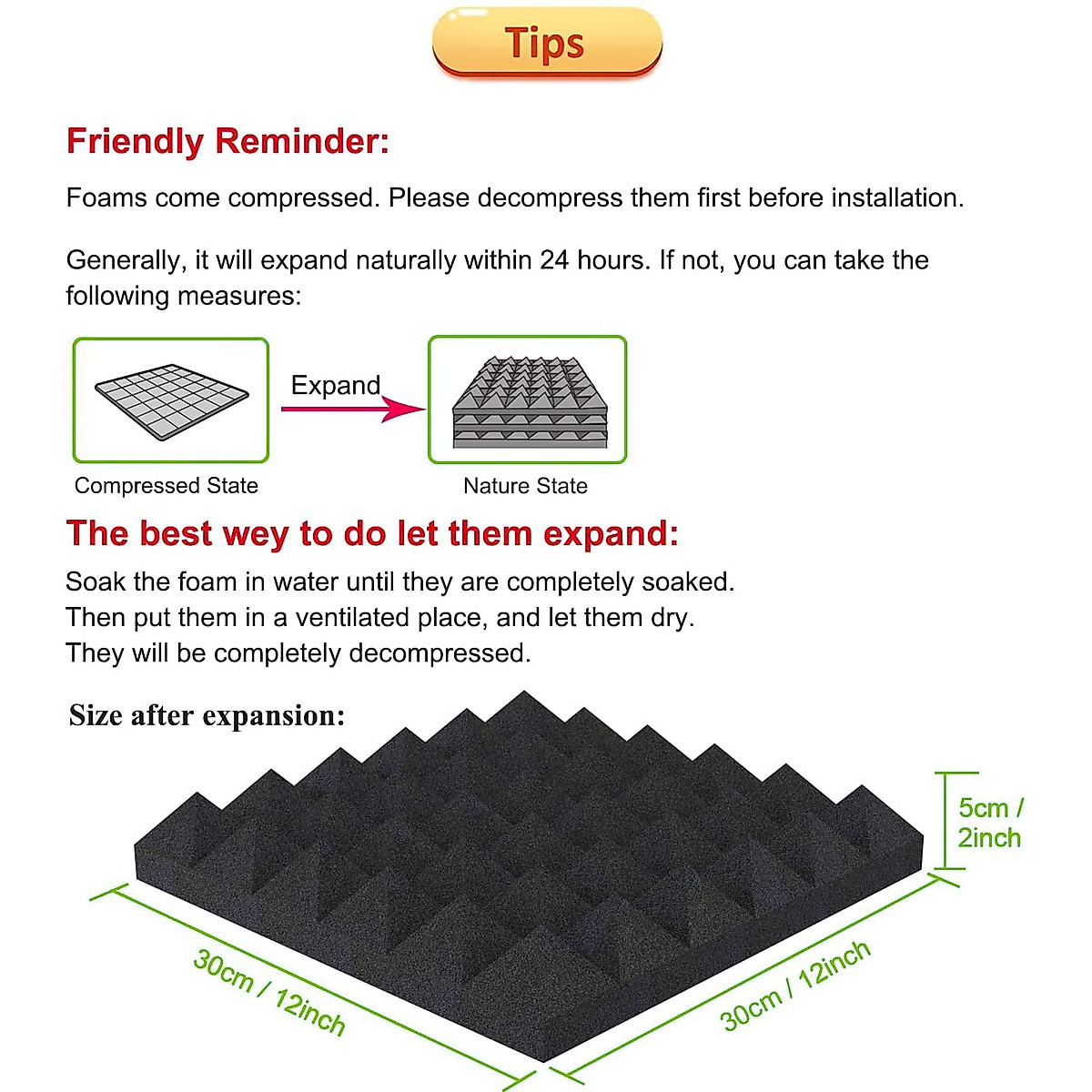 12 Pack Sound Proof Foam Panels,2"x12"x12"Self Adhesive Acoustic Foam Panels, Studio Wedge Tiles with High Density Fireproof,Sound Proofing Padding for Wall,Ceiling,Door,Bedroom(Black)