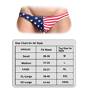 Evankin Men's USA American Flag Thong G-String Sexy Underwear-XL