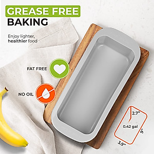 Silicone Loaf Pan (Medium) Non-Stick Oven Dish - Professional Bakeware Baking Mould for Cakes Pies Breads - Microwave Dishwasher Freezer Safe - Quick Release - 9.0" x 3.9" x 2.7" by Cook’n’Chic