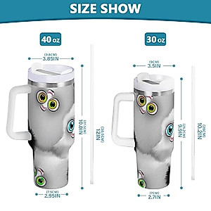 ODAWA Large Double Wall Insulated Tumbler, Black White Creatures Stainless Steel Vacuum Insulated Tumbler with Handle and Straw Lid