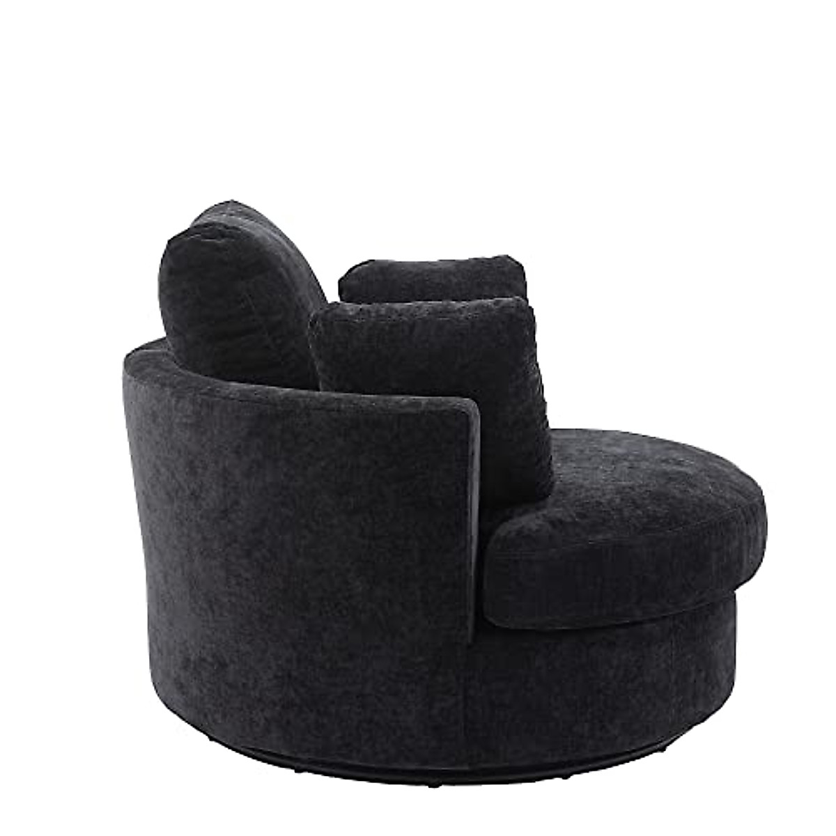 360° Swivel Accent Barrel Chair with 3 Pillows Furniture Set,Upholstered Oversized Leisure Round Loveseat Recliner Cozy Club Sofa Chaise Lounge Circle Armchair for Living Room/Hotel/Nursery/Office