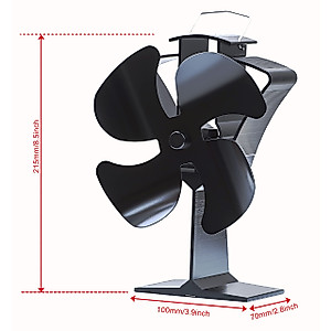 HAWCAFU Wood Stove Fan Heat Powered Fireplace Fan 4 Blades Fire Fan Wood Buring Stove Top Fan for Wood/Log Burner/Fireplace