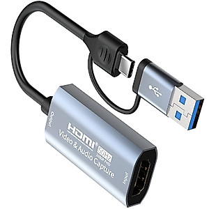 Video Capture Card, 4K Cam Link Card HDMI to USB USBC Capture Card, 1080P 60FPS Video Capture Device for Gaming, Streaming, Compatible with Mac OS System Windows OBS Zoom for PS3/4/5, Switch, Xbox1