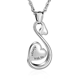 XIUDA Infinity Cremation Necklace for Women Urn Necklace for Ashes Always With Me Ashes Necklace for Loss Stainless Steel Cremation Ash Necklace(Silver)