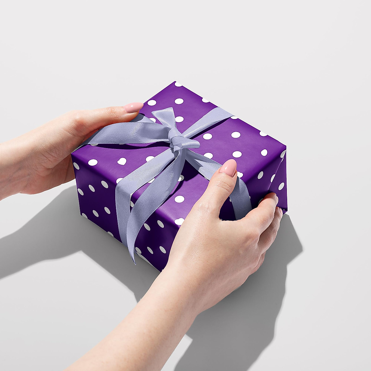 SaringSwoon Purple Wrapping Paper - Gift Wrap With Stripes and Polka Dot Design for Christmas, Birthday, Baby Shower, Wedding, Holiday - 20×29 Inches, 6 Folded Sheets