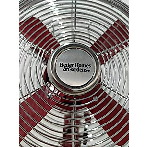 Better Homes & Gardens Retro Table Fan, 3-Speed Metal Tilted-Head Oscillation, 8-Inches (red)
