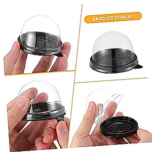 TIDTALEO 100pcs Clear Gift Box Plastic Container Paper Cups with Lids Mini Cake Dome Mini Containers Mini Cupcake Container Egg Yolk Tray Small Cake Moon Cake Clamshell Mini Paper Cups