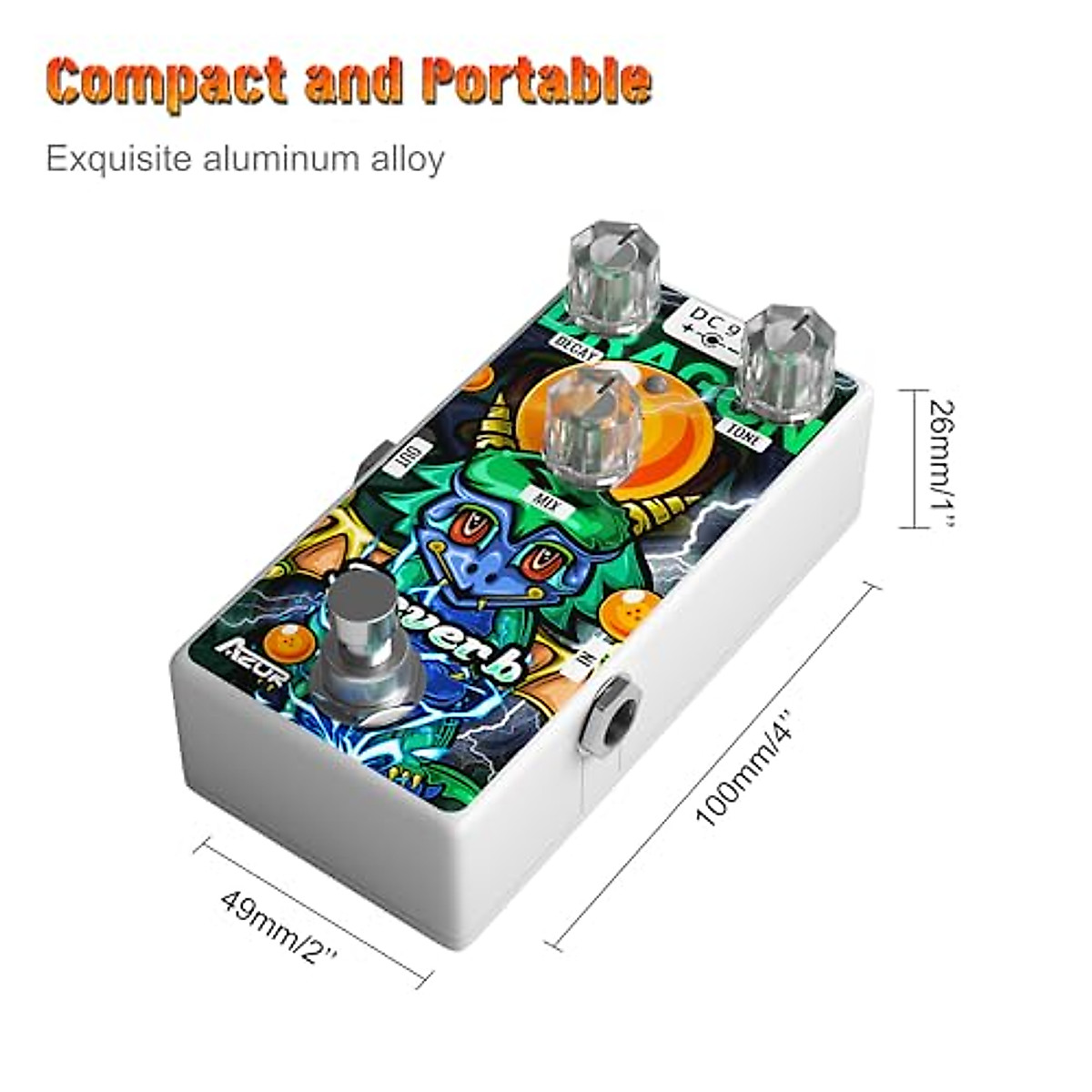 AZOR Reverb Guitar Pedal Dragon Pure Reverb Guitar Effect Pedal for Electric Guitar AP509