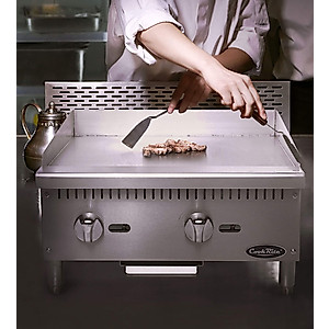 ATMG-24 Commercial Griddle Heavy Duty Manual Flat Top Restaurant Griddle Stainless Steel Portable Grill Natural Gas 24" Countertop - 60,000 BTU c