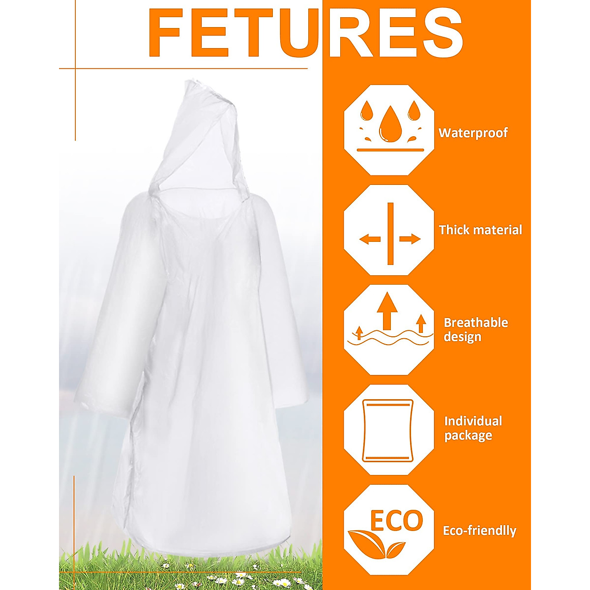 JaGely 120 Pack Disposable Rain Ponchos for Adults Bulk Emergency Travel Essential Family Pack Operation Raincoat with Hood(Clear)