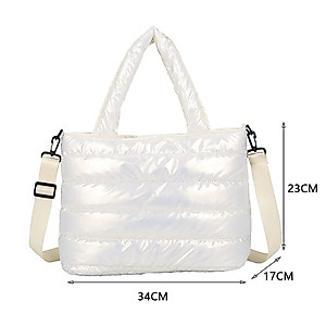 AZURAOKEY Puffer Tote Bag for Women, Quilted Cotton Padd, Women t Lattice Pattern Shoulr Bag nter n Cotton Padd Shoulr Bag n Padding-e