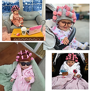 Adolala Newborn Photography Props 4 PCS Photoshoot Outfits Bathrobe Baby Curler Hat Bead Necklace Glasses Costume Sets