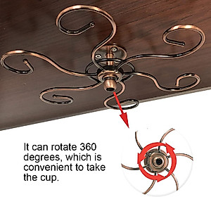 Stemware Racks,Wine glass rack, upside down red wine glass rack, hanging goblet rack, iron wine glass rack, rotating wine glass rack, which can hang 6 wine glasses (six cups)