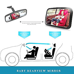 LmtLessDeals Baby Car Mirror Shatterproof Safely Monitor Infant Child in Rear Facing Seat Crash Test Rear Facing Car Mirror XL Wide Angle