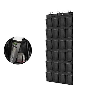 24 Pocket OTD Shoes Organizers Hanging Over The Door Shoes Rack Hanging Closet Storage Bag with 24 Large Mesh Pockets (Black)