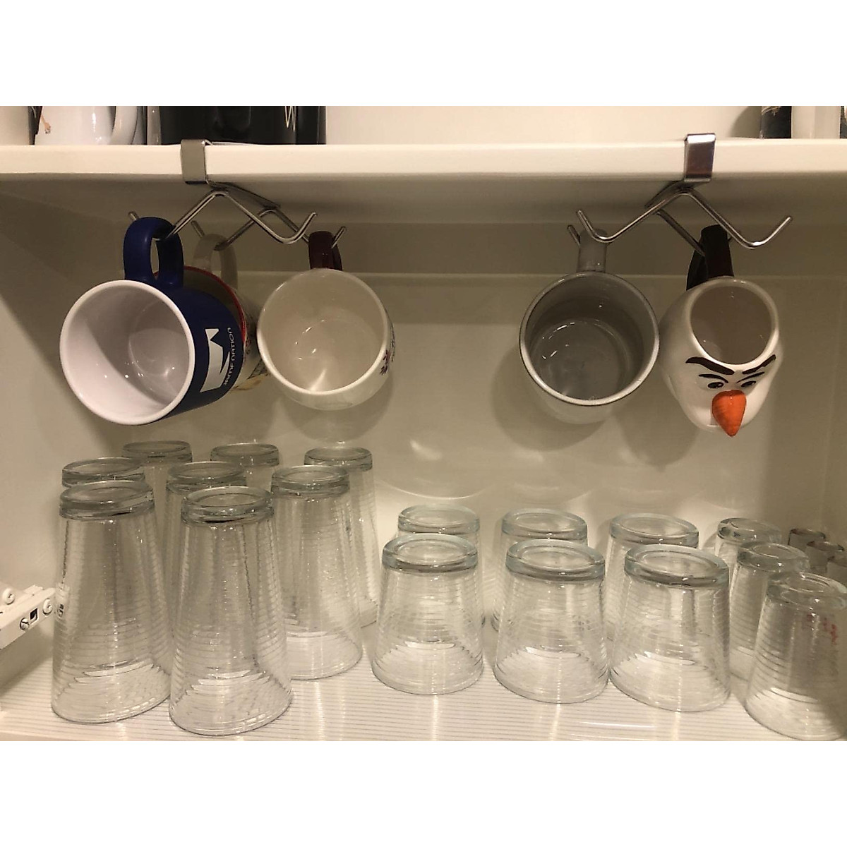 Kakuru Coffee Mug Organizer. Mug Rack Hanger, 4 Hooks Under Cabinet, 2 PCS Stainless Steel, Best Choice for Space Saving