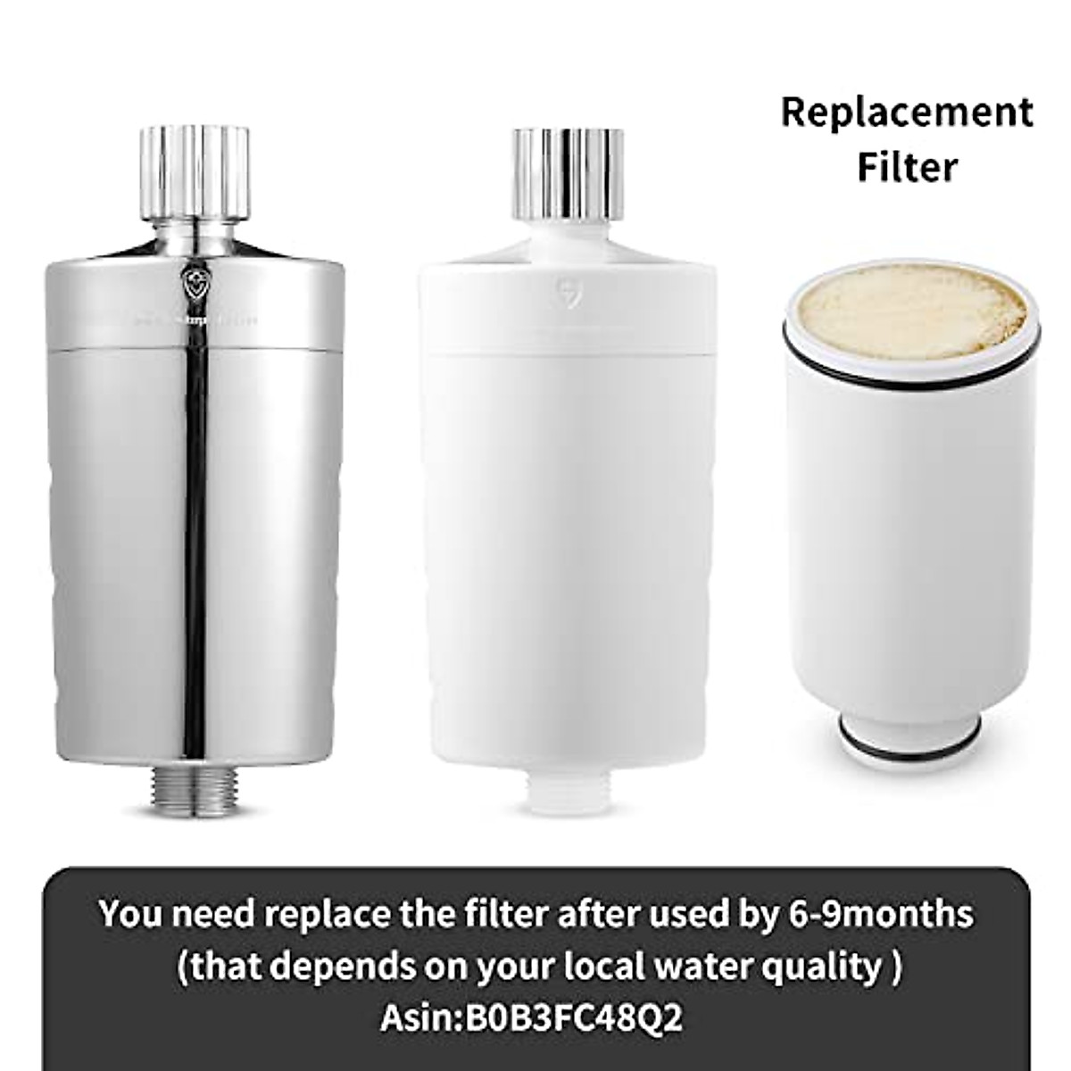 Safe Water Products legionela in-Line Shower Head Filter High Pressure Water Softer Filter Removed 99.99999% of Harmful Substance SS-881 Max (C)