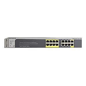 NETGEAR 16-Port Gigabit Ethernet Smart Managed Pro PoE Switch (GS516TP) - with 8 x PoE @ 76W and 2xPD ports, Desktop/Rackmount, and ProSAFE Lifetime Protection
