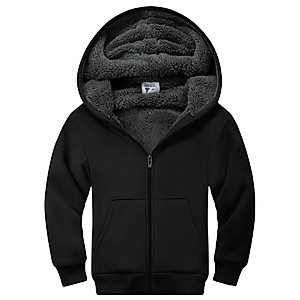 SWISSWELL Kids Fleece Hoodie Full Zip Hooded Sweatshirt Long Sleeve Cozy Jacket for Boys and Girls 6-15 Years Old (Black, 12-13)