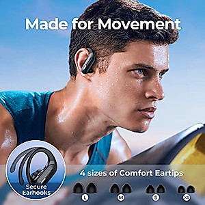Wireless Earbuds Bluetooth 5.3 Headphones 60 Hrs Playtime Sports Ear buds with Wireless Charging Case & LED Power Display Over-ear Earphones with Earhooks Waterproof Stereo Bass Headset for Workout