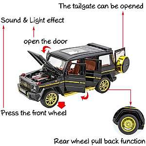 iLooboo Alloy Collectible Black Benz G63 AMG Toy Vehicle Pull Back Die-Cast Car Model with Lights and Sound