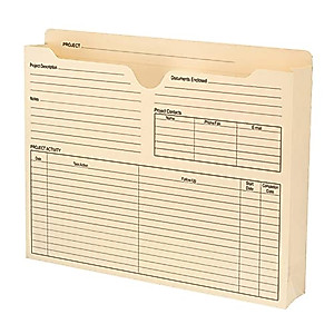Smead Project File Jacket, Reinforced Straight-Cut Tab, Preprinted Front, Back and Tab, 2" Expansion, Letter Size, Manila, 50 per Box (75622) (Pack of 1)