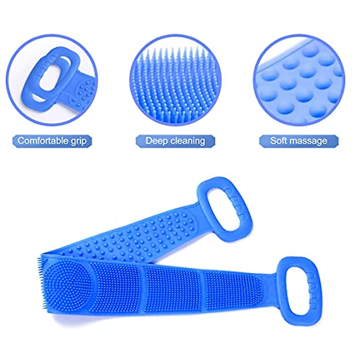 Silicone Back Scrubber for Shower/Silicone Body scrubber and Foot scrub/Exfoliating brush - Extra-large and Dual-sided texture fulfilling all your cleaning needs.