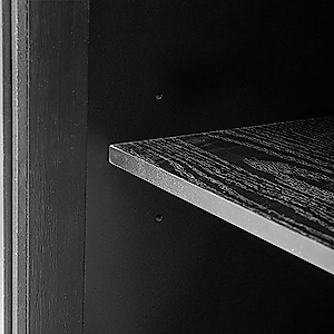 Hlcodca Wood Storage Cabinet with Two Tempered Glass Doors,Four Legs and Adjustable Shelf,Suitable for Living Room, Study and Entrance (Black-001)