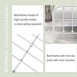alazyhome Twin Size Metal Platform Bed Frame with Headboard and Footboard Sturdy Heavy Duty Steel Slat Support No Box Spring Needed Easy Assembly White