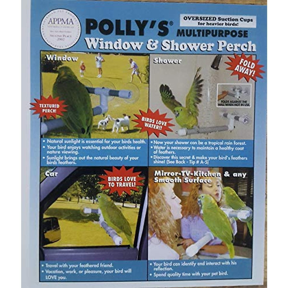 Polly's Sandy Window and Shower Bird Perch, Small