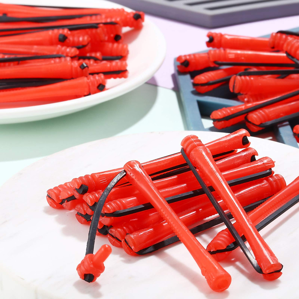 WILLBOND 60 Pcs Perm Rods Natural Long Short Hair Perm Rods with Elastic Rubber Band Non Slip Plastic Perming Cold Wave Kit for Women Hairdressing Styling Tool(0.2 Inch,Red)