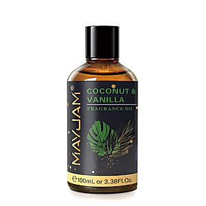 MAYJAM 100ML/3.38FL.OZ Coconut & Vanilla Fragrance Oils with Glass Dropper, Essential Oils for Diffusers for Home, Long Lasting Scented Oils for Diffusers Soap Candle Making