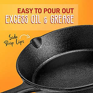Nutrichef 3 Pieces Kitchen Frying Pre-Seasoned Cast Iron Skillet Pans Nonstick Cookware Set w/Drip Spout, Silicone Handle, For Electric Stovetop, Glass Ceramic