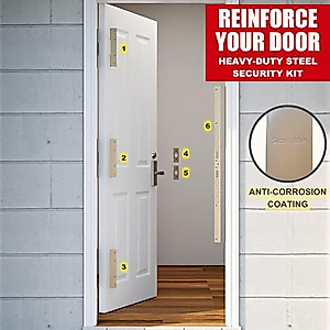 SECURITYMAN Super Door Jamb Reinforcement Set - Fortify Your Home (15GA Thick Steel) - Anti Door Kick in Heavy Duty Striker Plate Kit - Tamper/Corrosion Proof Door Jamb Repair Kit