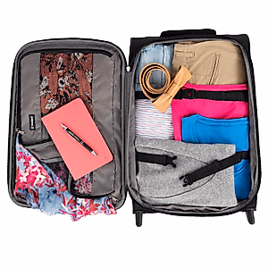 Travelpro Tourlite Softside Expandable Upright 2 Wheel Luggage, Lightweight Suitcase, Men and Women, Black, Carry-On 22-Inch