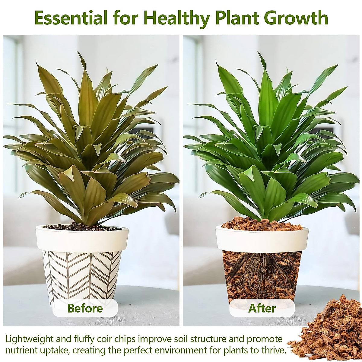 Legigo 1.1 LB Coco Husk Chips for Plants- 100% Organic Coconut Coir Chips Brick with Low EC & PH Balance, Compressed Coconut Substrate Coco Chips Mulch Medium for Garden, Flowers, Plants