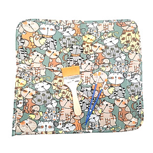 Funny live Paint Brush Holder Art Supplies, Artist Paint Brush & Storage Organizer Roll-Up Case Bag, Protect Acrylic Oil Watercolor Paintbrushes (Kitten 22 Slot Pockets)